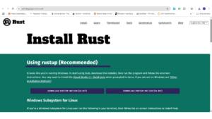 Rust programming installation procedure on Windows