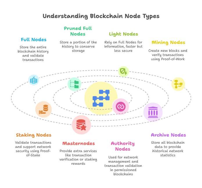 Types Of Nodes In Blockchain: Full, Light, Mining And More