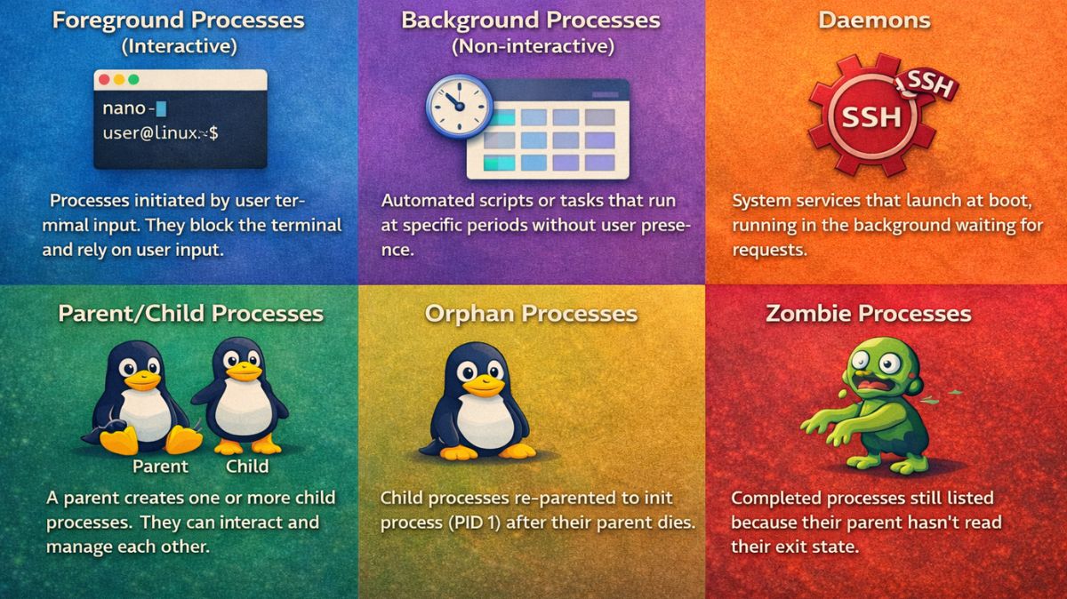What Are The Types Of Process Management In Linux?Explain